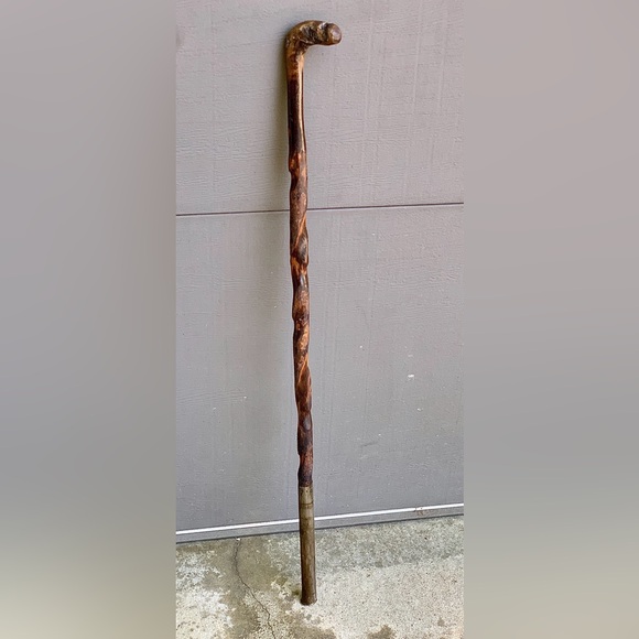 Art | 19th Century Antique Twisted Burley Wood Swagger Stick Cane ...